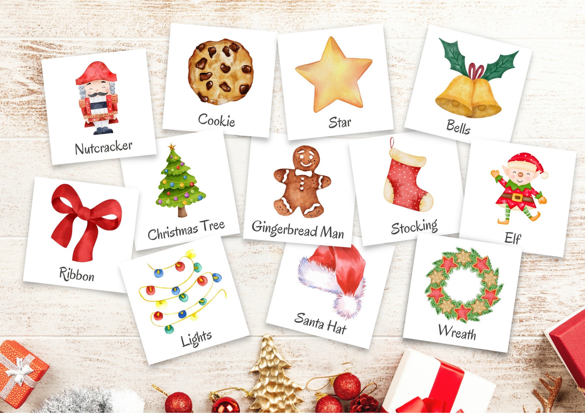 24 Christmas Flashcards Winter Flashcards Preschool Homeschool ...
