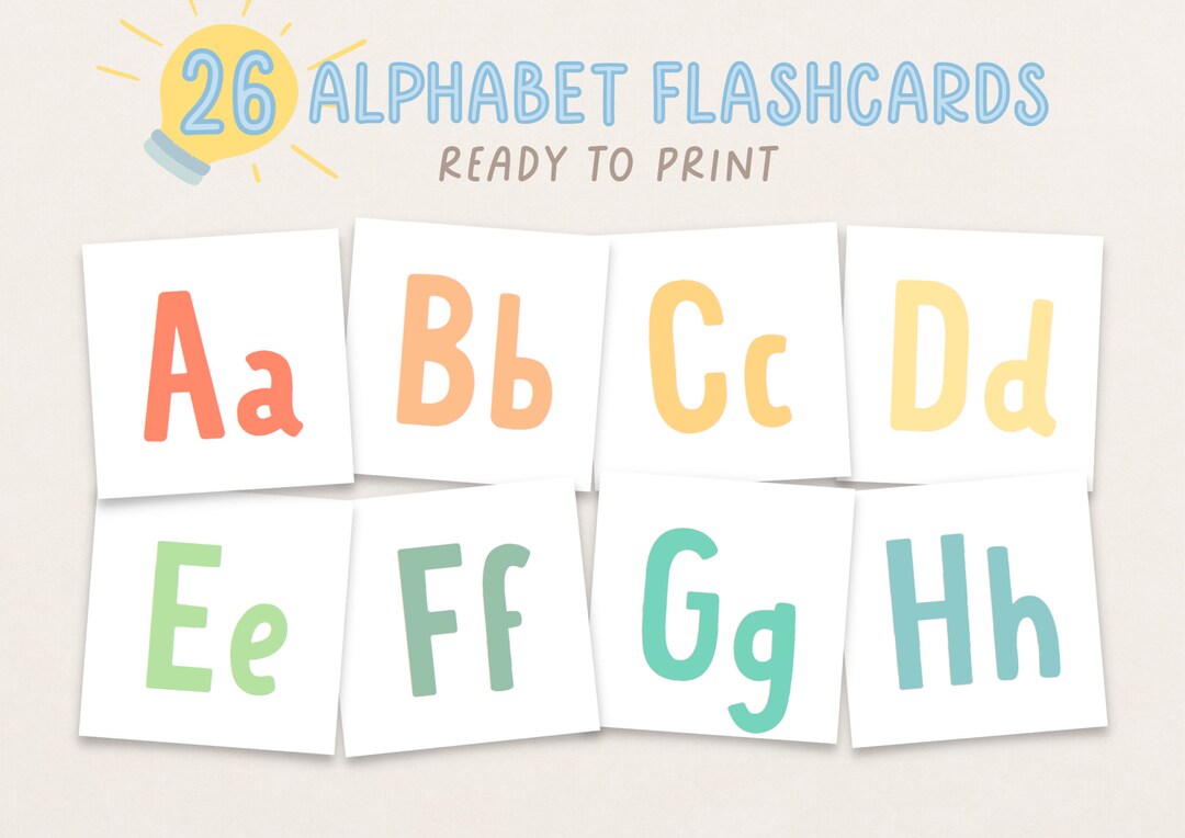 Alphabet 26 Printable Flash Cards Preschool Materials Homeschool ...