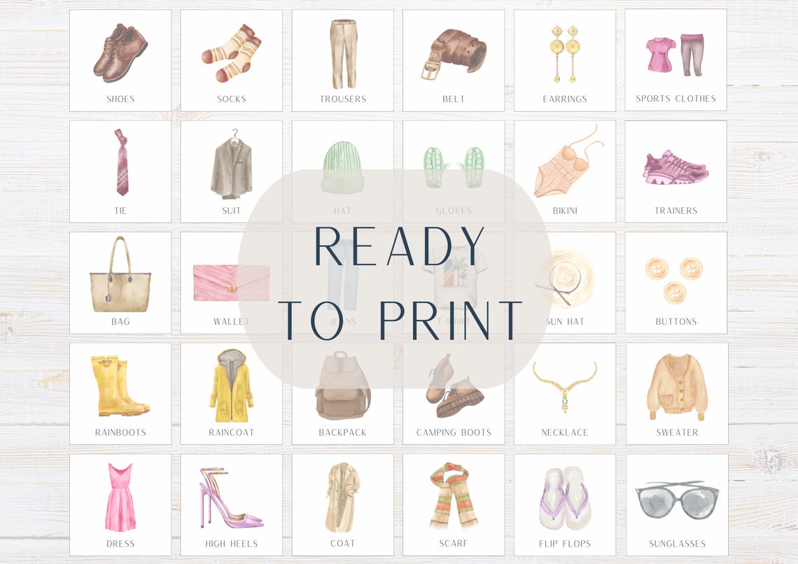 30 Clothes Matching Cards | Matching Game | Homeschool Printables ...