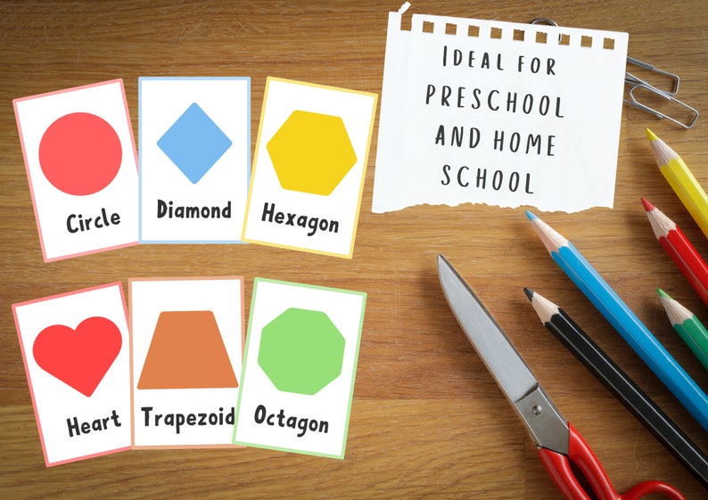 12 Shapes Flash Cards Pdf Printables Preschool Materials Homeschool ...