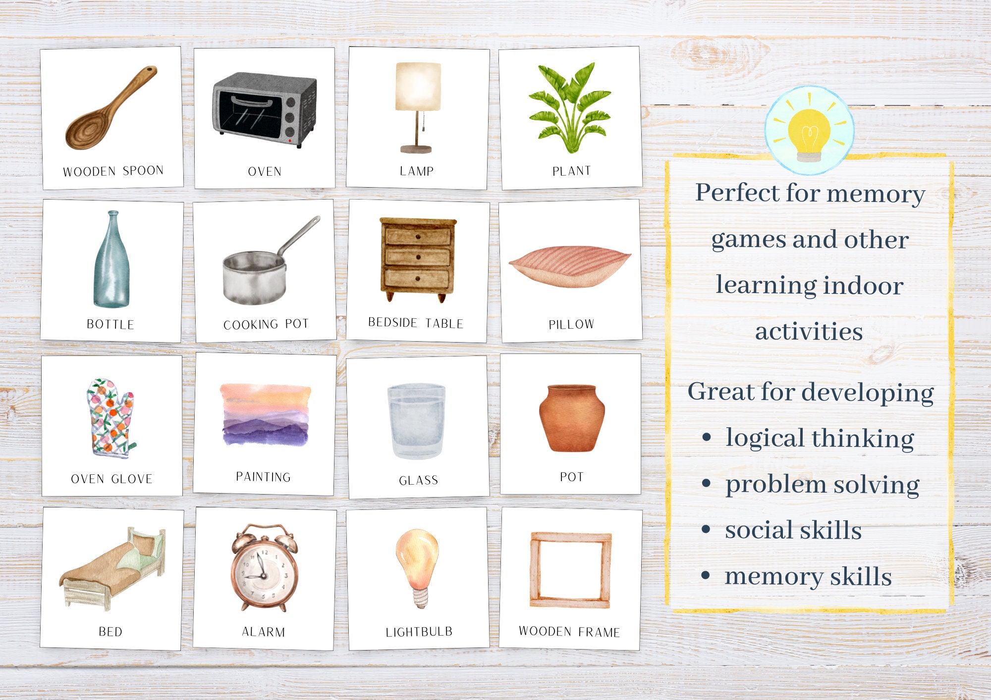 36 House Items Printable Matching Cards | Matching Game | Homeschool ...