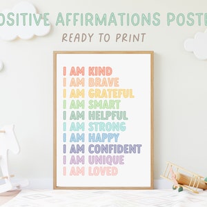 Positive Affirmations Poster | Motivational Poster | Positive Kids Wall ...