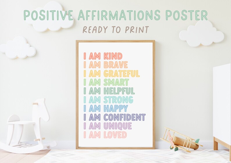 Positive Affirmations Poster Motivational Poster Positive - Etsy