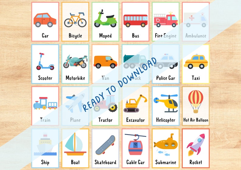 Transport Flashcards Montessori Flashcards Homeschool Preschool ...
