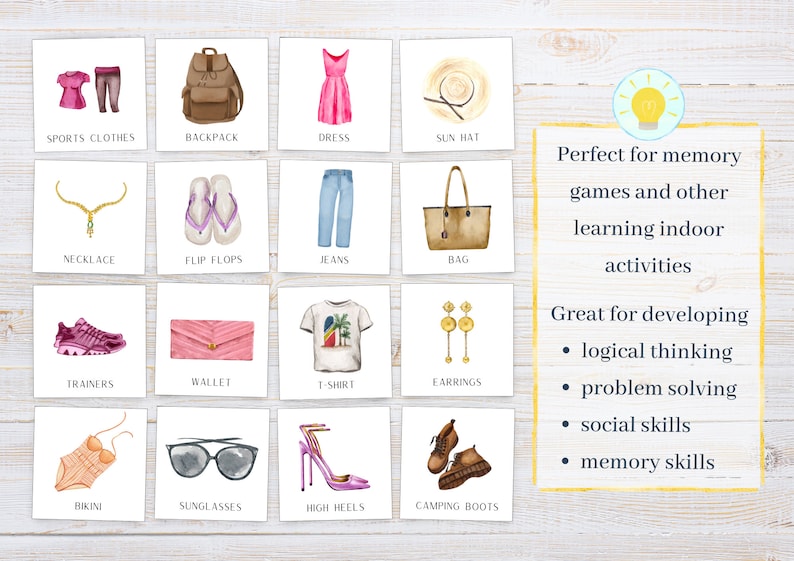 30 Clothes Matching Cards | Matching Game | Homeschool Printables ...