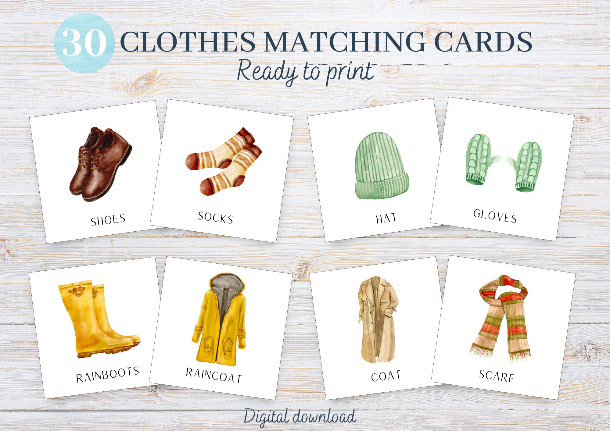 30 Clothes Matching Cards | Matching Game | Homeschool Printables ...