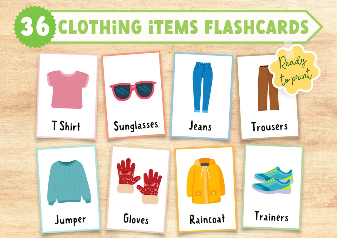 Clothing Items Flashcards | Montessori Flashcards | Homeschool ...