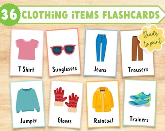 Clothing Flashcards, Digital Download - Etsy