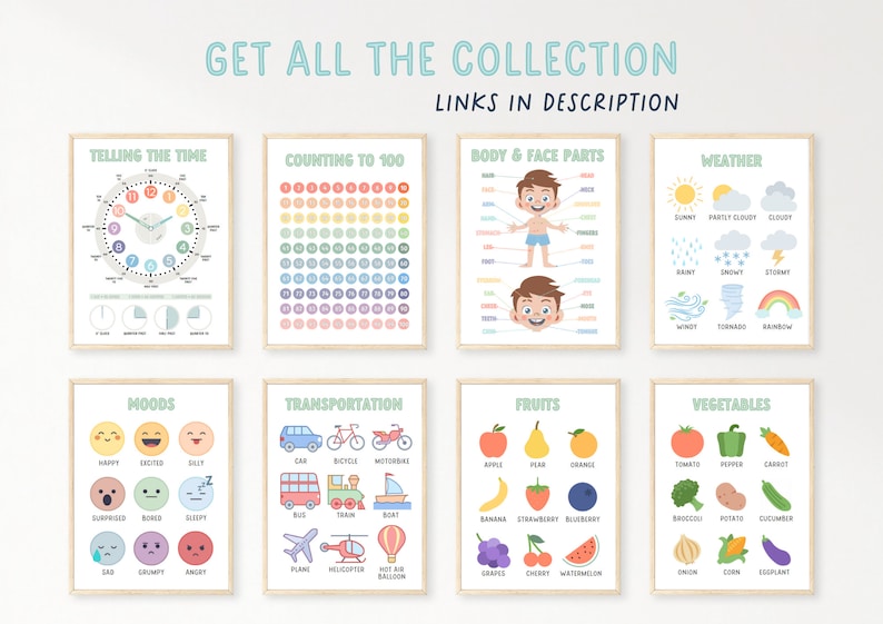 BUNDLE 6 Educational Posters Homeschool Preschool Printables ABC ...