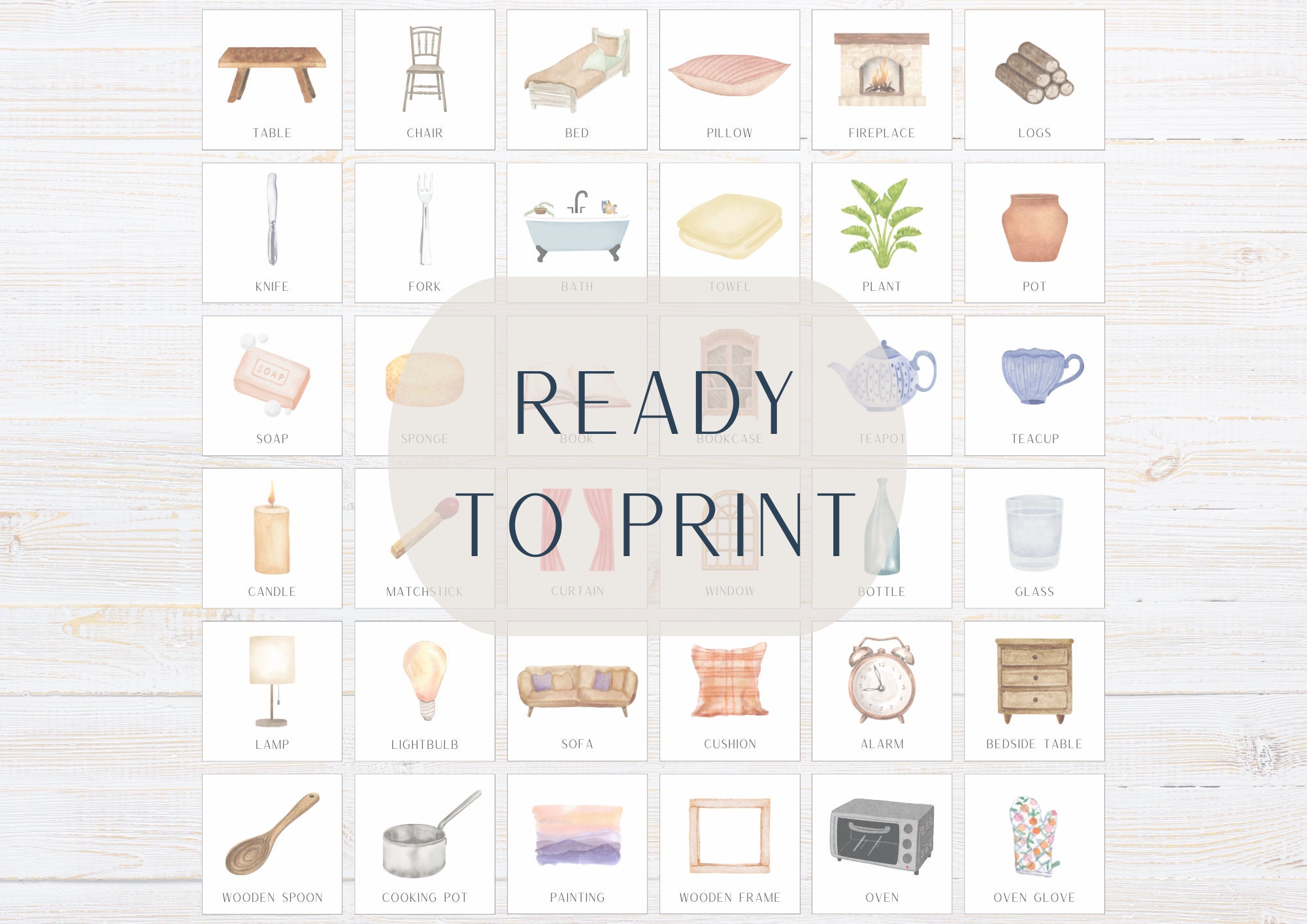 36 House Items Printable Matching Cards | Matching Game | Homeschool ...