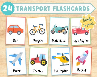 Transport Alphabet Flashcards Vehicles Flashcards Printable - Etsy