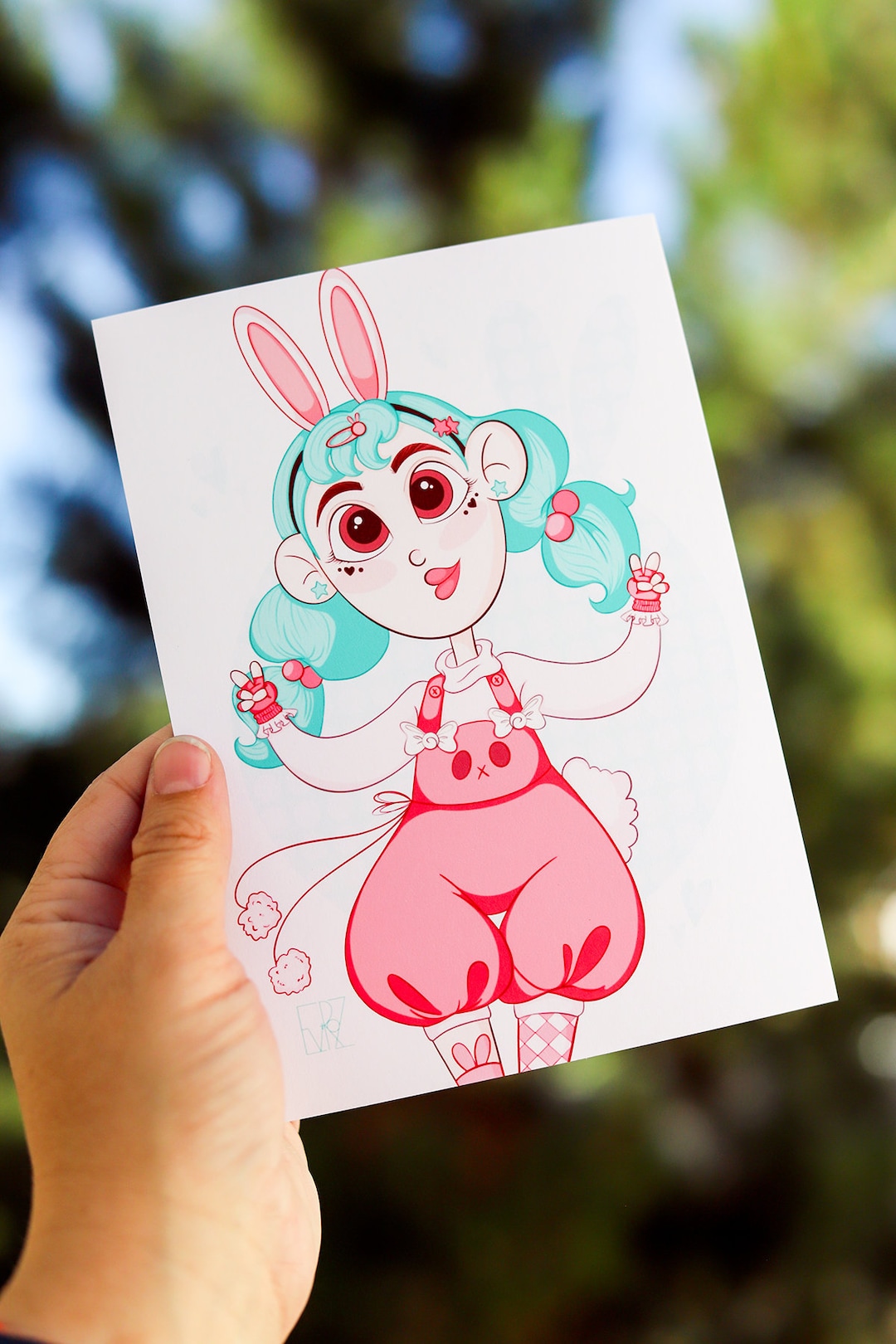 Bunny Girl Art Print Digital Art Wall Art Cute Girl Art - Etsy