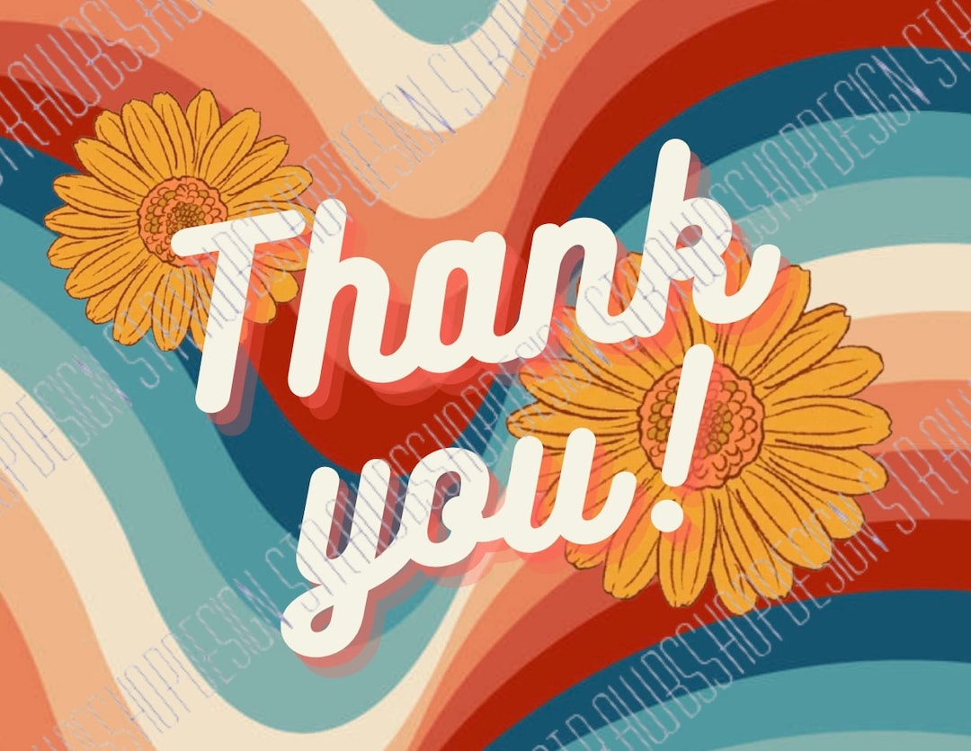 Retro Thank You Card - Etsy
