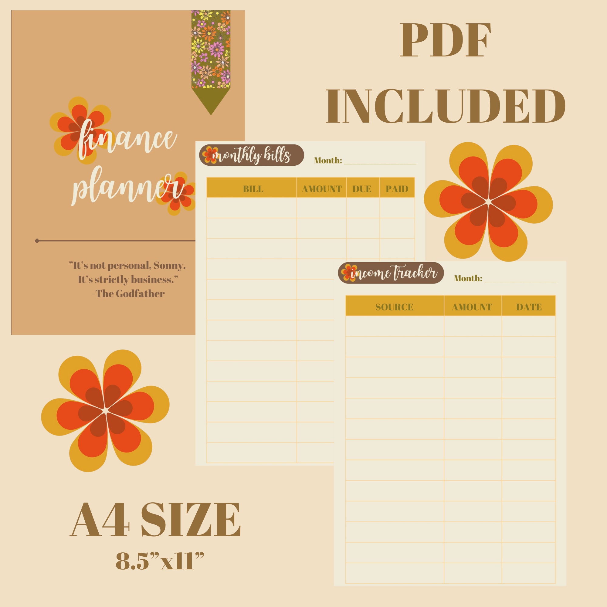 70s Retro Financial Budget Planner 70s Vibe - Etsy