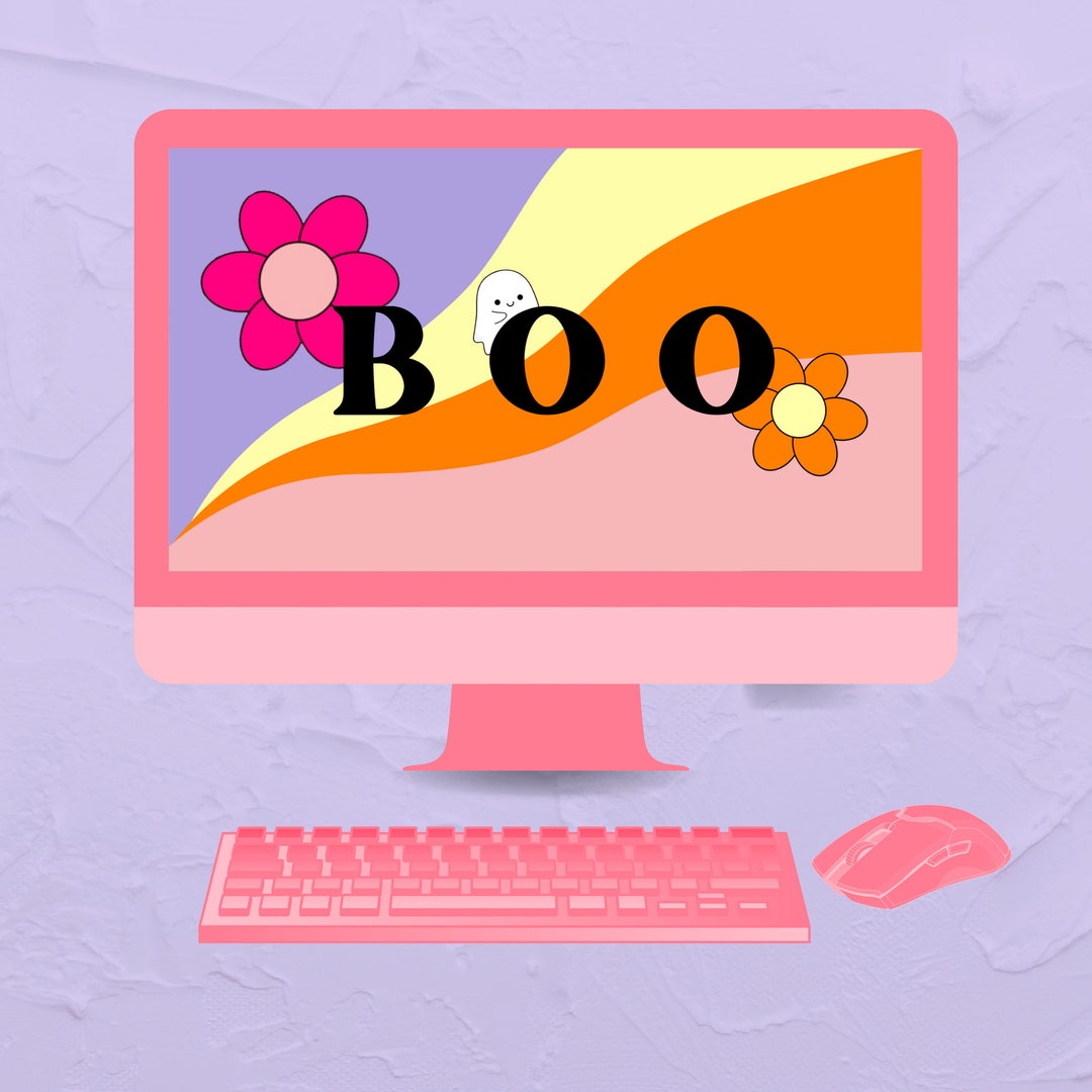 HALLOWEEN BOO RETRO Desktop Wallpaper - Etsy