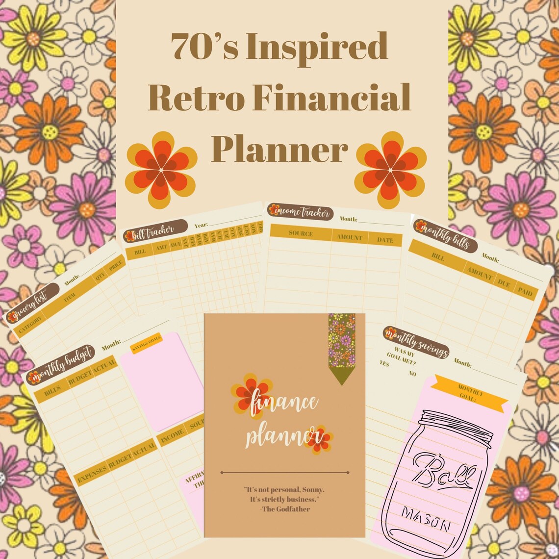 70s Retro Financial Budget Planner 70s Vibe - Etsy