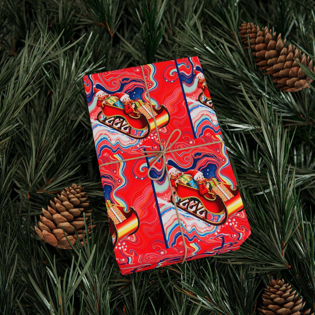 Santa Sled Fun, Gift Wrapping,hd Wrapping Paper for Gift Giving ...