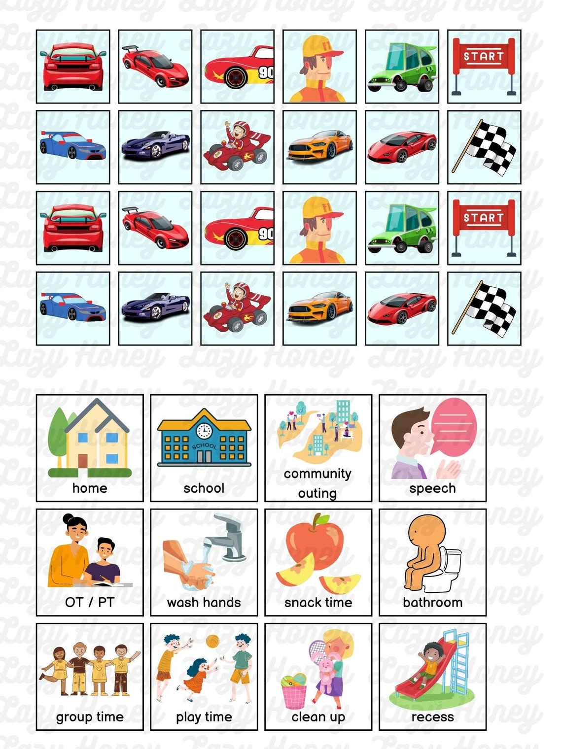 Cars Bundle Token Charts First Then 84 PECS 24 Tokens Schedule Board ...