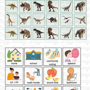 Dinosaur Bundle Token Charts First Then 84 PECS 24 Tokens Schedule ...