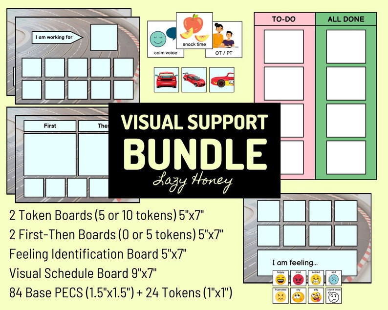 Cars Bundle Token Charts First Then 84 PECS 24 Tokens Schedule Board ...