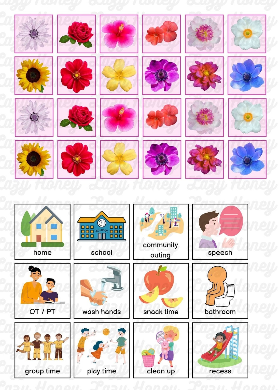Flowers Bundle Token Charts First Then 84 PECS 24 Tokens Schedule Board ...