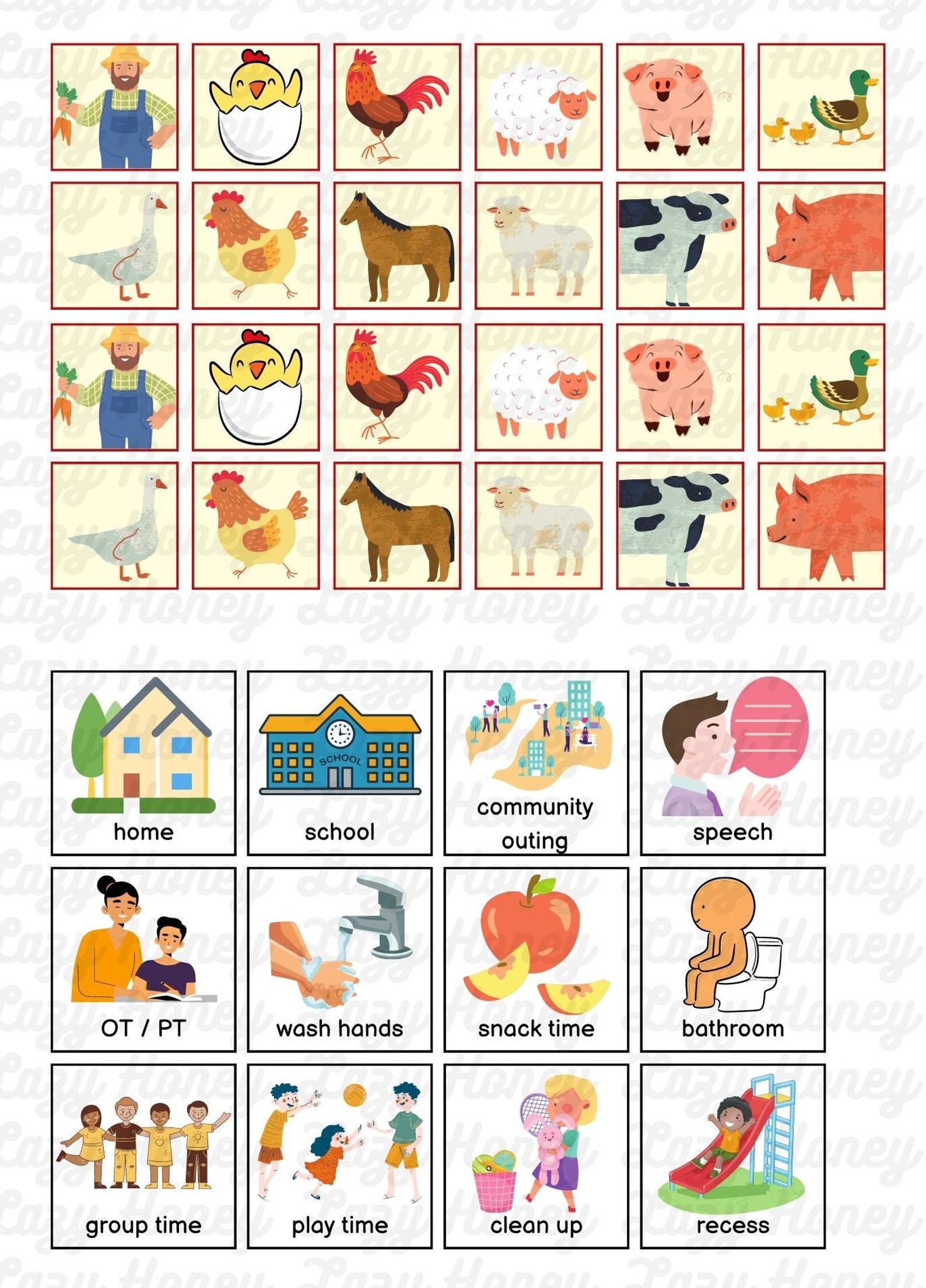 Farm Animals Bundle Token Charts First Then 84 PECS 24 Tokens Schedule ...