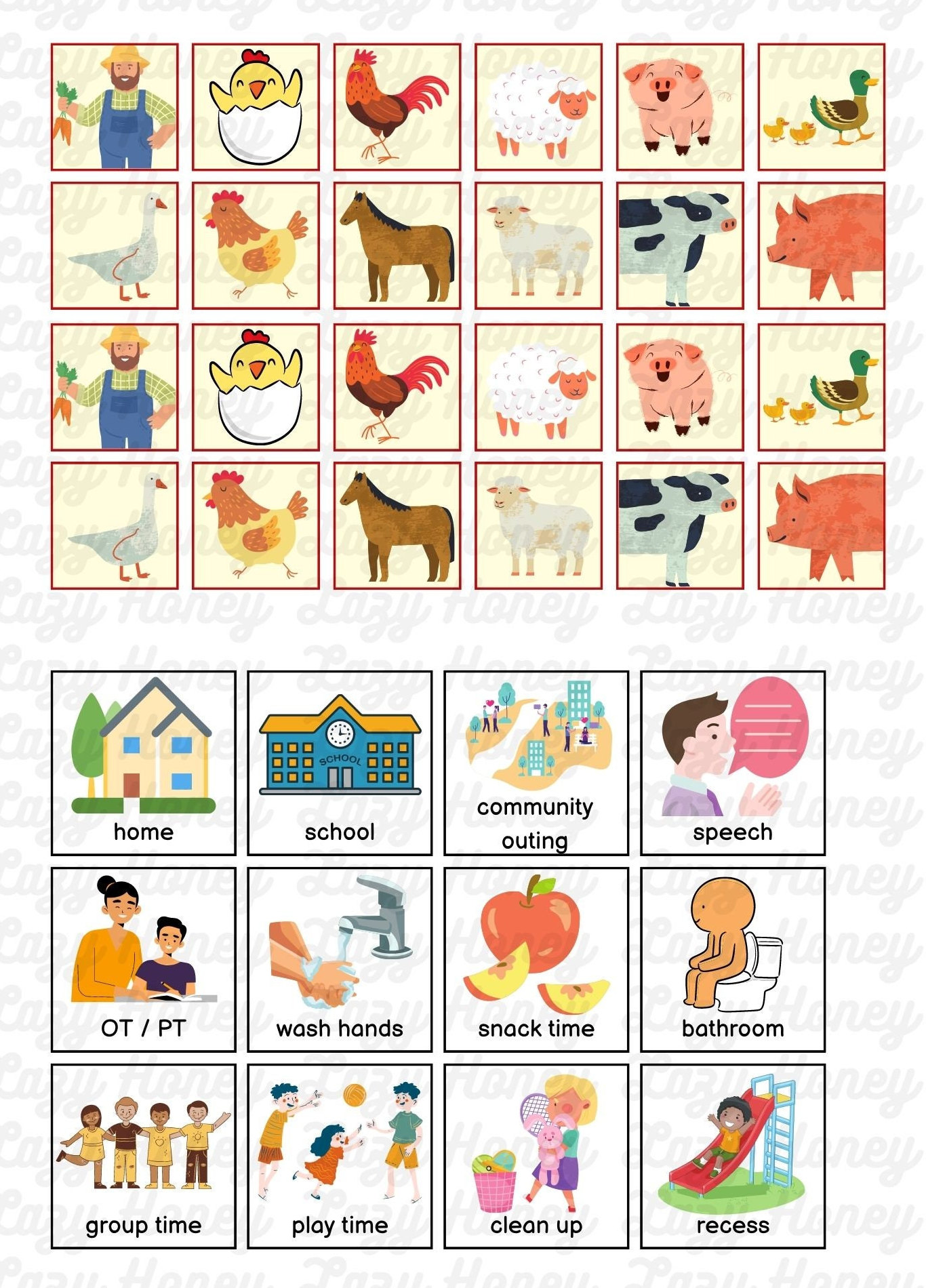 Farm Animals Bundle Token Charts First Then 84 PECS 24 Tokens Schedule ...