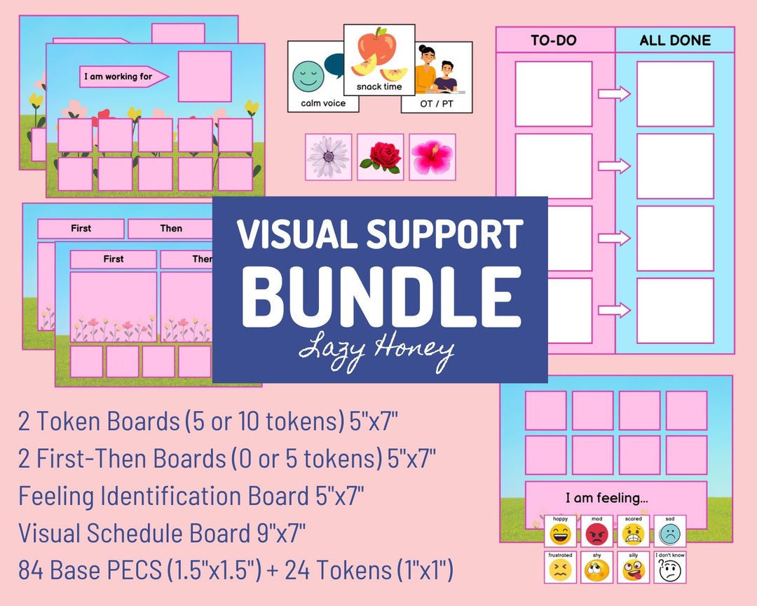 Flowers Bundle Token Charts First Then 84 PECS 24 Tokens Schedule Board ...