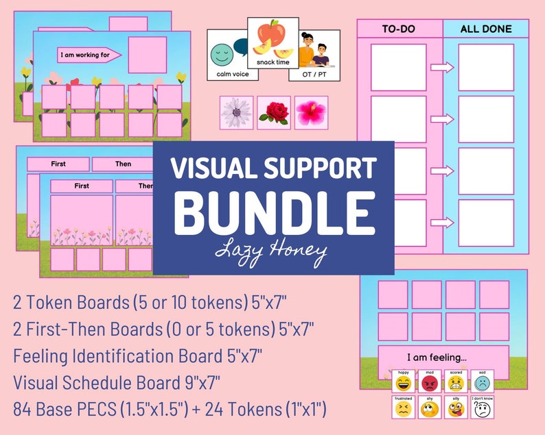 Flowers Bundle Token Charts First Then 84 PECS 24 Tokens Schedule Board ...