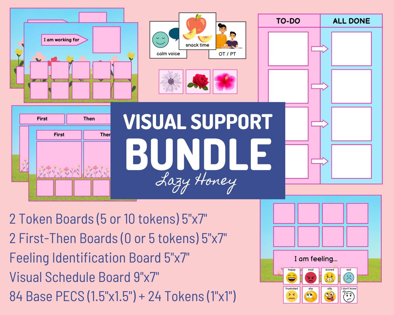 Flowers Bundle Token Charts First Then 84 PECS 24 Tokens Schedule Board ...