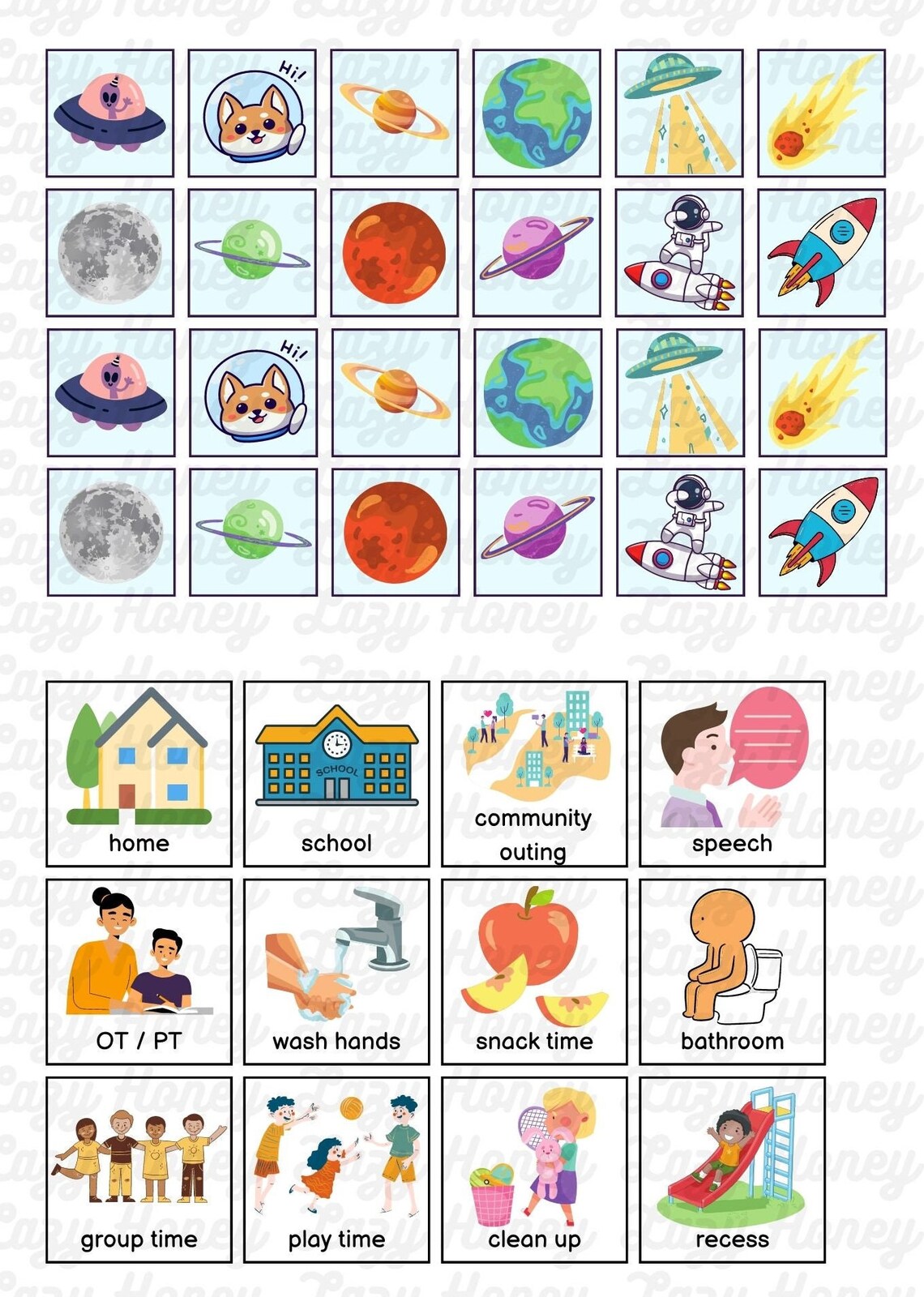 Space Bundle Token Charts First Then 84 PECS 24 Tokens Schedule Board ...