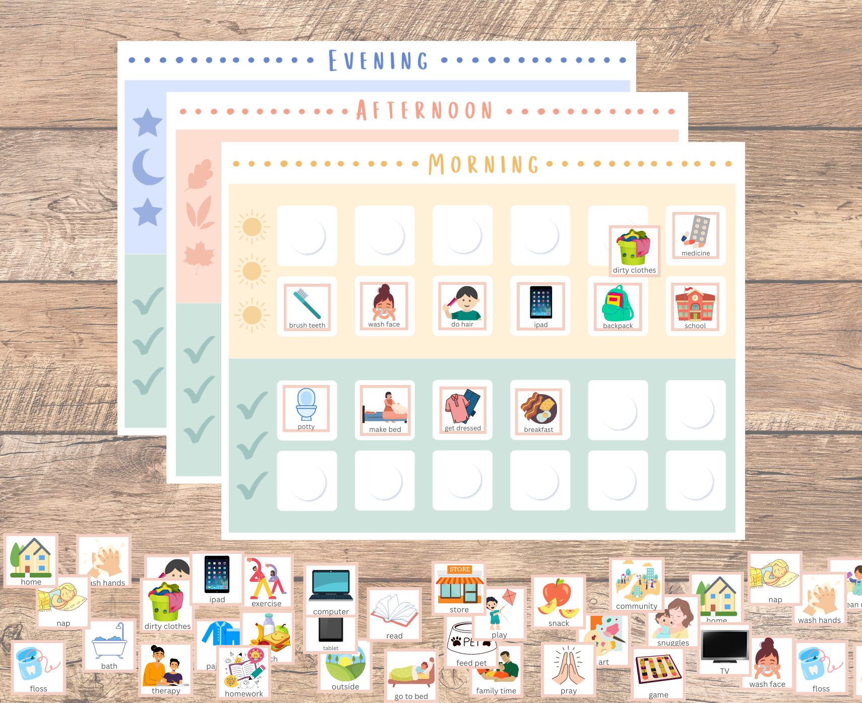 Editable Daily Routine Sheets Charts Kids Daily Chores - Etsy