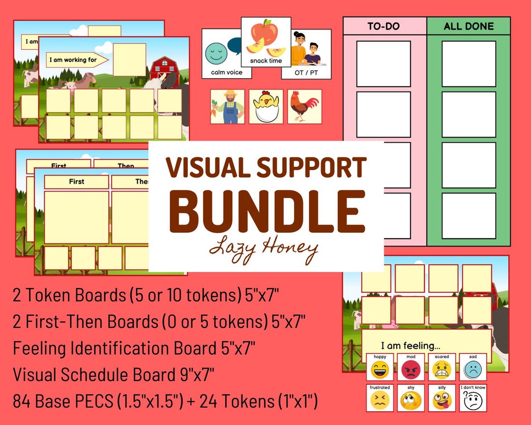 Farm Animals Bundle Token Charts First Then 84 PECS 24 Tokens Schedule ...