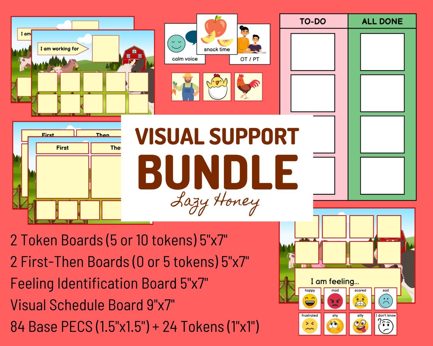 Farm Animals Bundle Token Charts First Then 84 PECS 24 Tokens Schedule ...