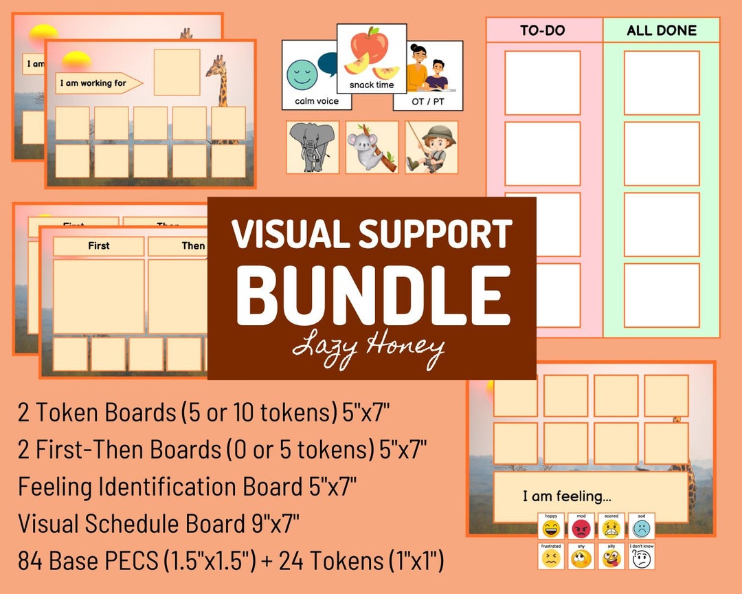 Safari Bundle Token Charts First Then 84 PECS 24 Tokens Schedule Board ...