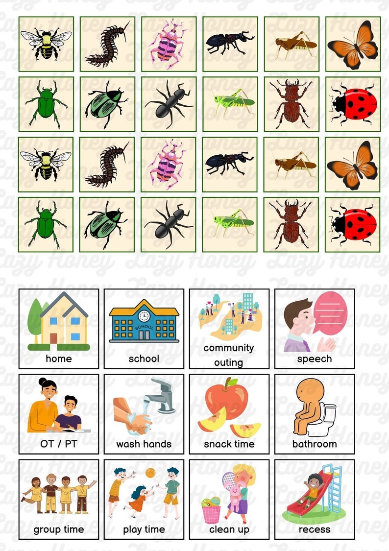 Bugs Bundle Token Charts First Then 84 PECS 24 Tokens Schedule Board Feelings Board Classroom ...