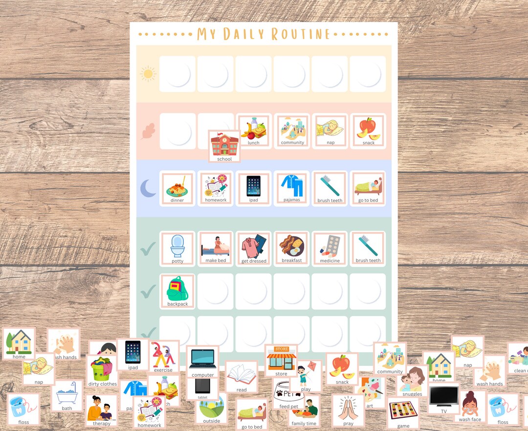 Editable Full Daily Routine Sheets Charts, Kids Daily Chores, Morning ...