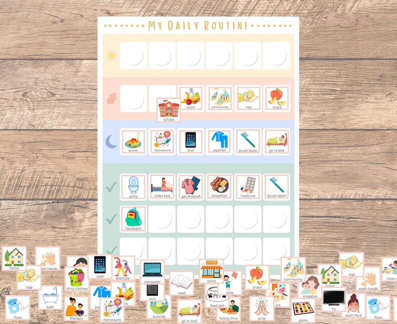 Editable Full Daily Routine Sheets Charts, Kids Daily Chores, Morning ...