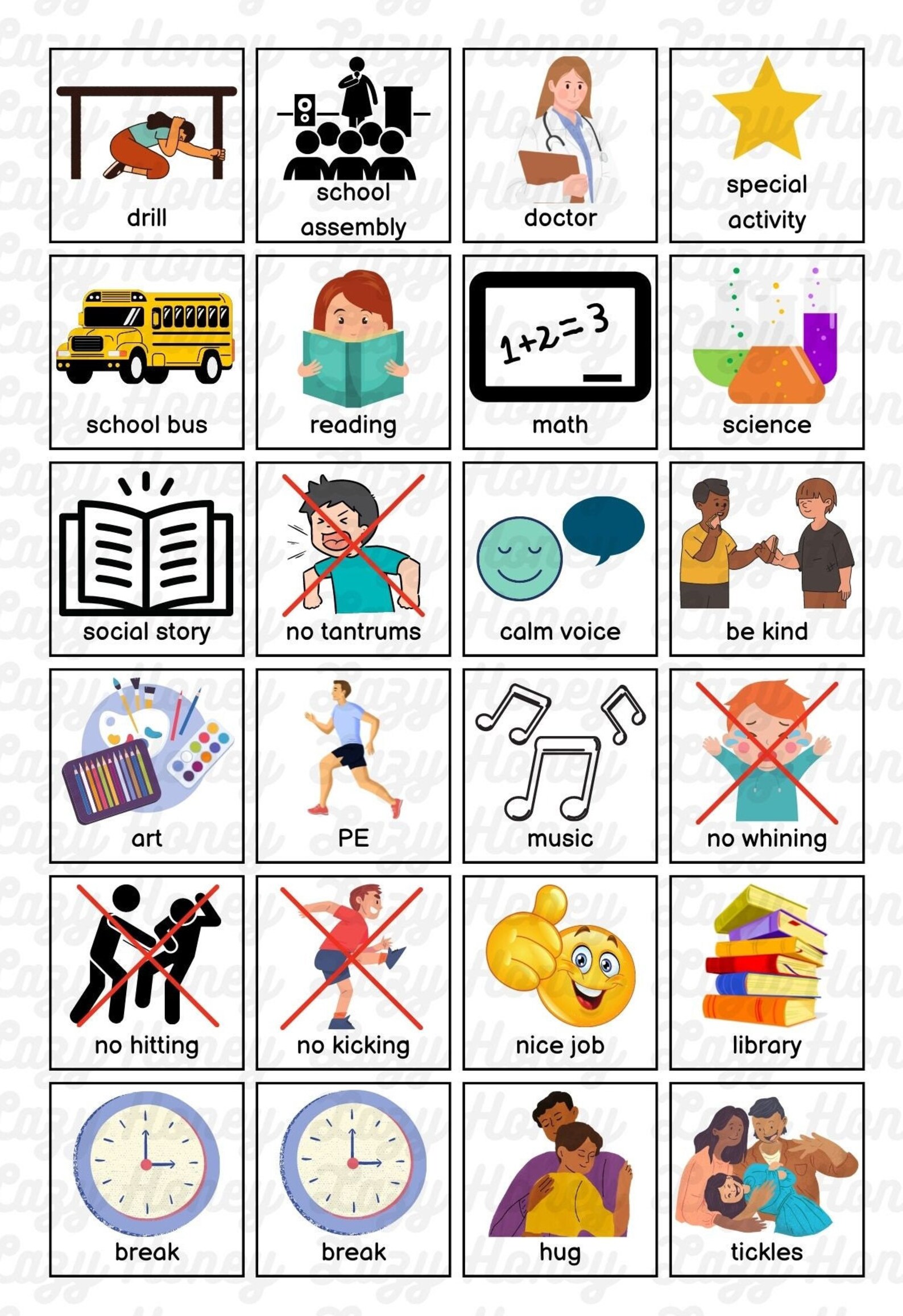 Bugs Bundle Token Charts First Then 84 PECS 24 Tokens Schedule Board ...