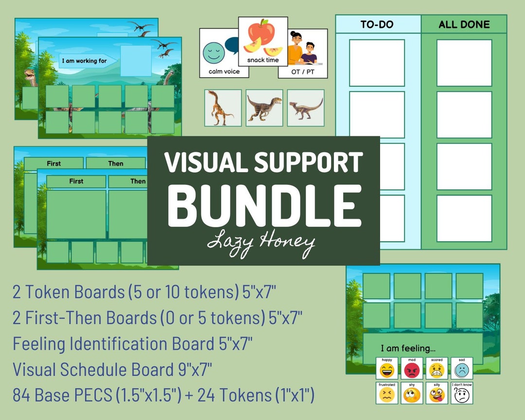 Dinosaur Bundle Token Charts First Then 84 PECS 24 Tokens Schedule ...