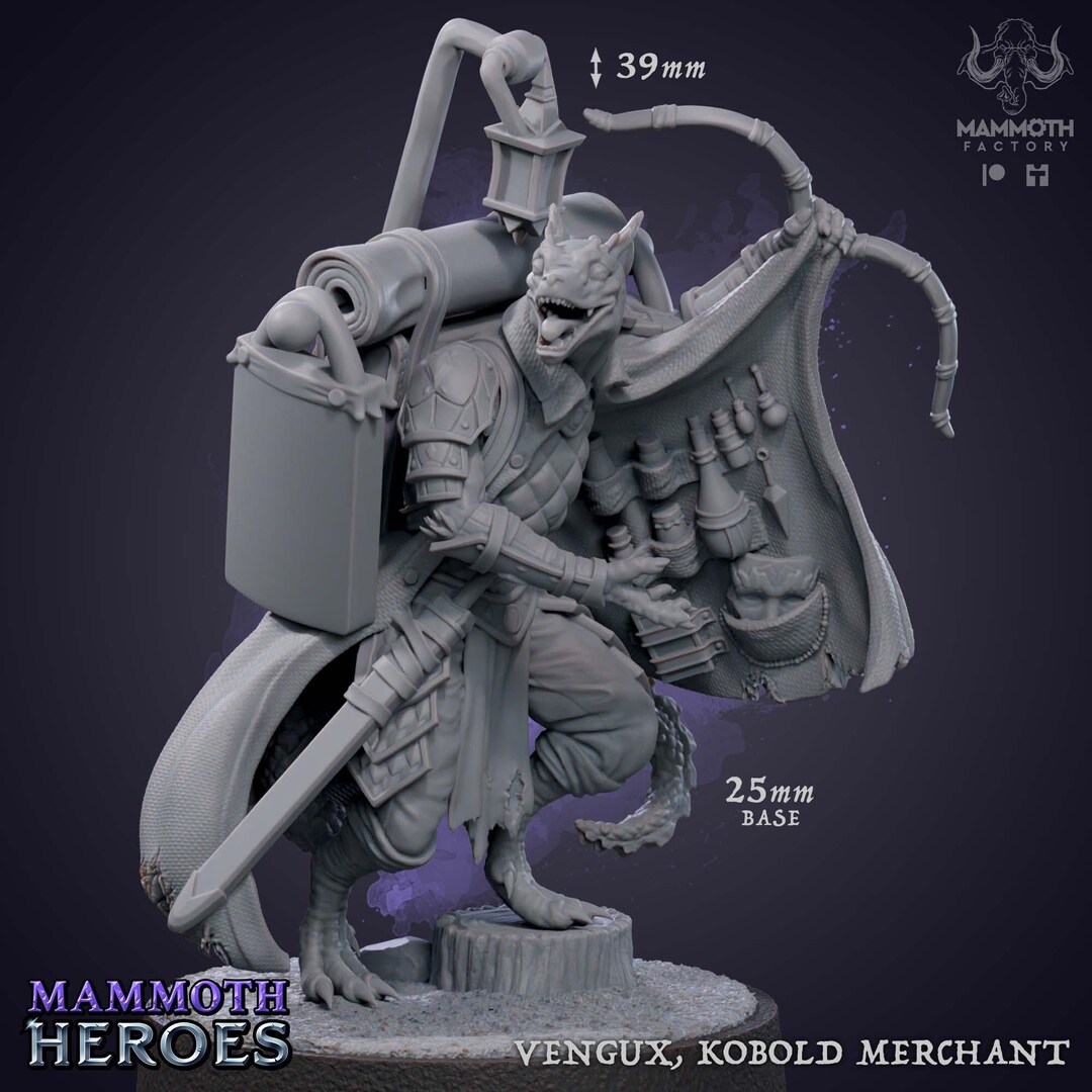 Vengux, Kobold Merchant Mini by Mammoth Factory Games D&D Miniatures ...