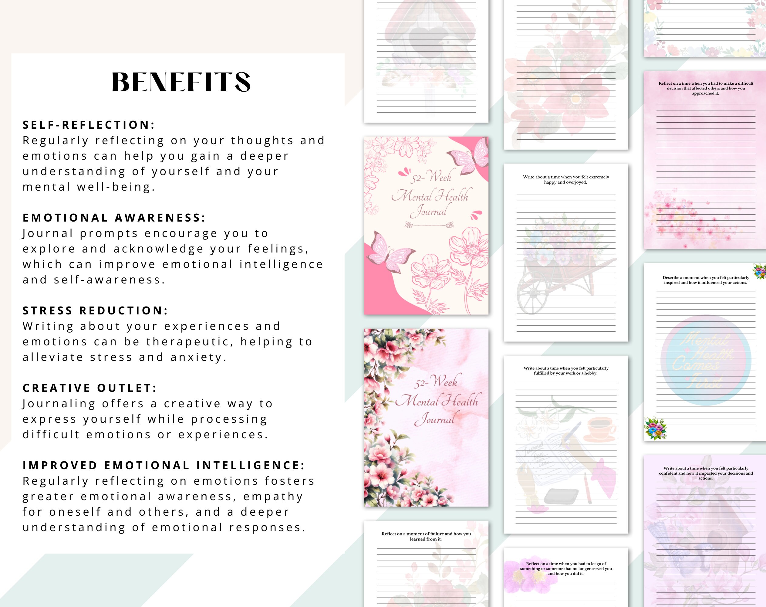 Mental Health Journal, Printable Mental Health Journal, Self Care ...