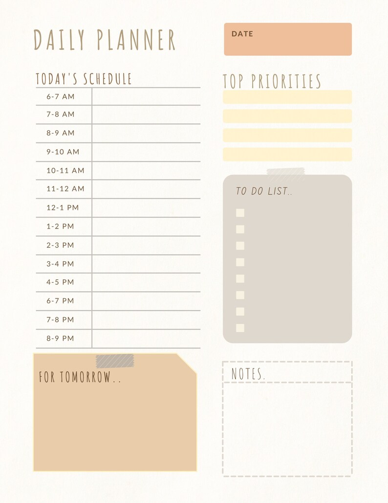 Daily to Do List Printable, Instant Download, Productivity Planner ...