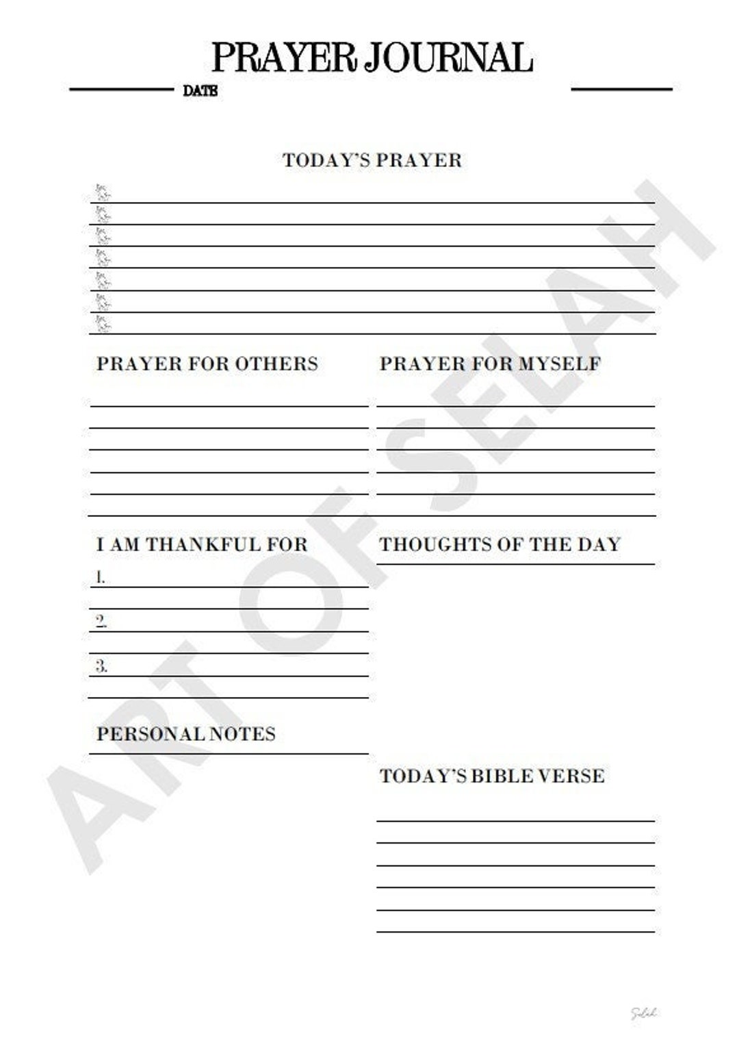 Daily Prayer Journal, Prayer Planner, Classic Prayer Journal, Printable ...