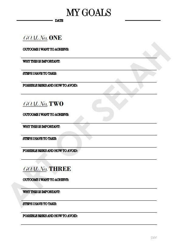 Goal Setter, Goal Planner, Printable Goal Planner, Editable Goal ...