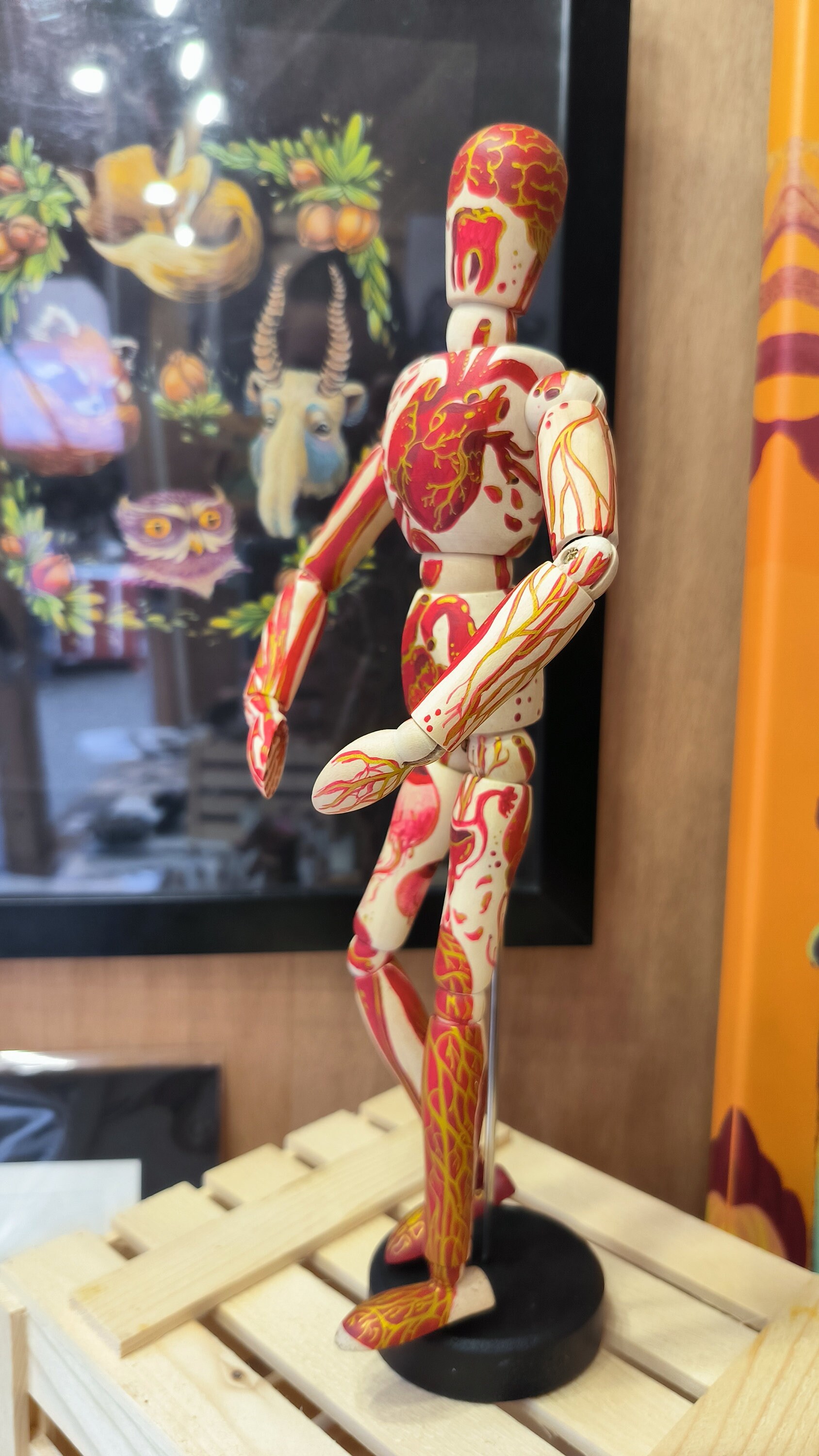 Illustrated Wooden Puppet anatomy Customize Unique Piece Hand Paint ...