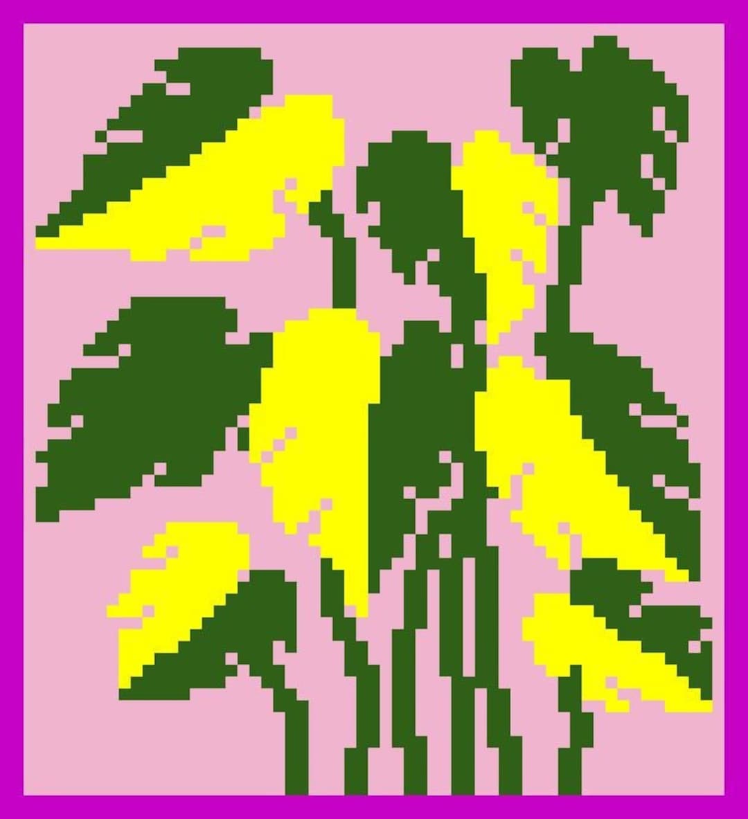 Monstera Crochet Tapestry Pattern GRID WRITTEN - Etsy
