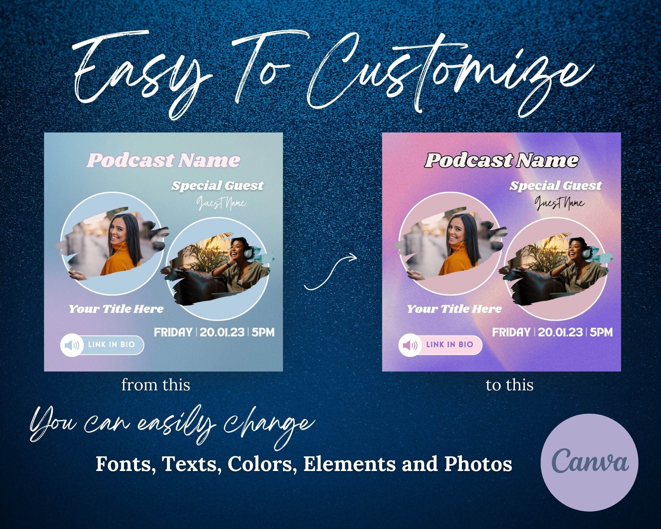 25 Editable Podcast Instagram Template, Canva Templates for Podcast ...