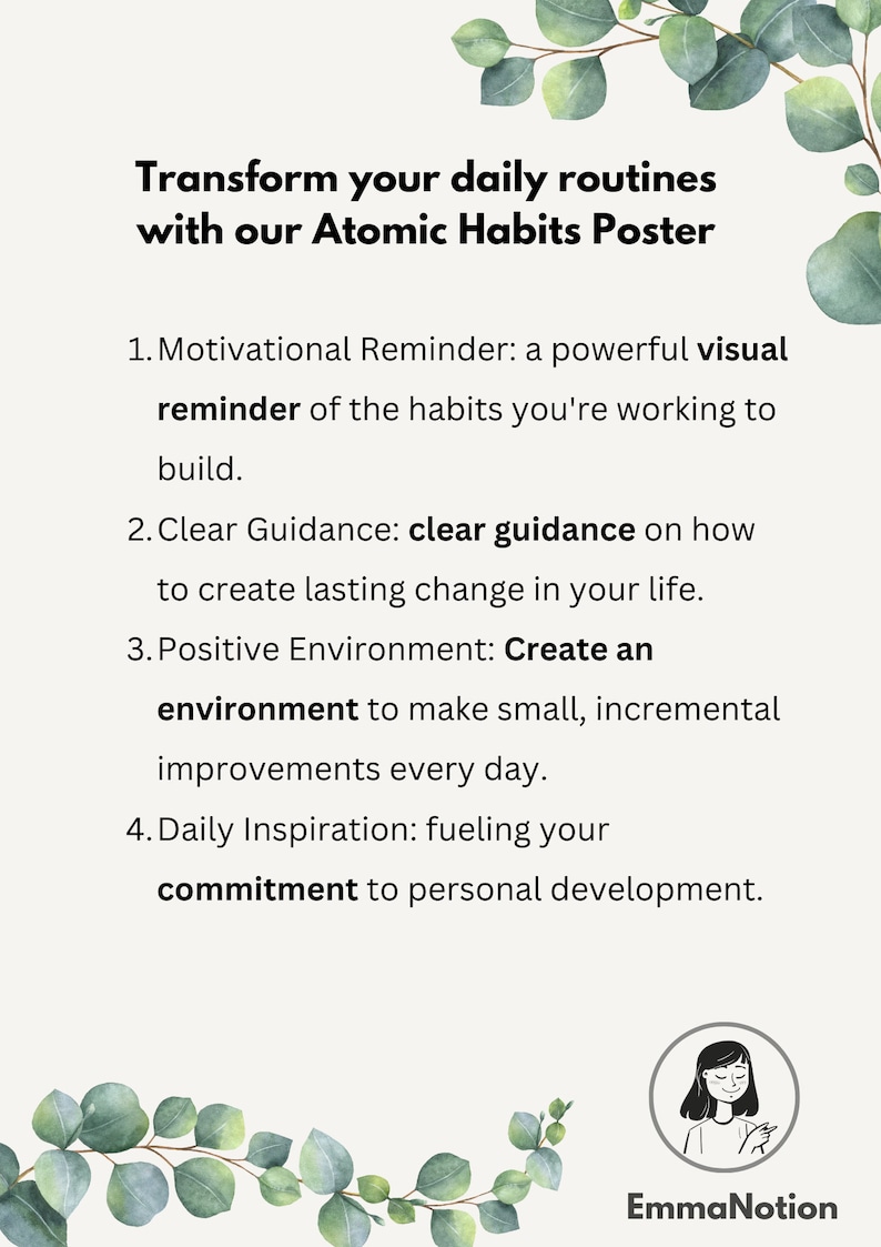 Atomic Habits Motivational Poster: A4 & A3 Size for Daily Habits ...