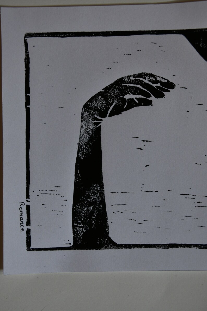 Graphic and Minimalist Linocut "hands" - Etsy